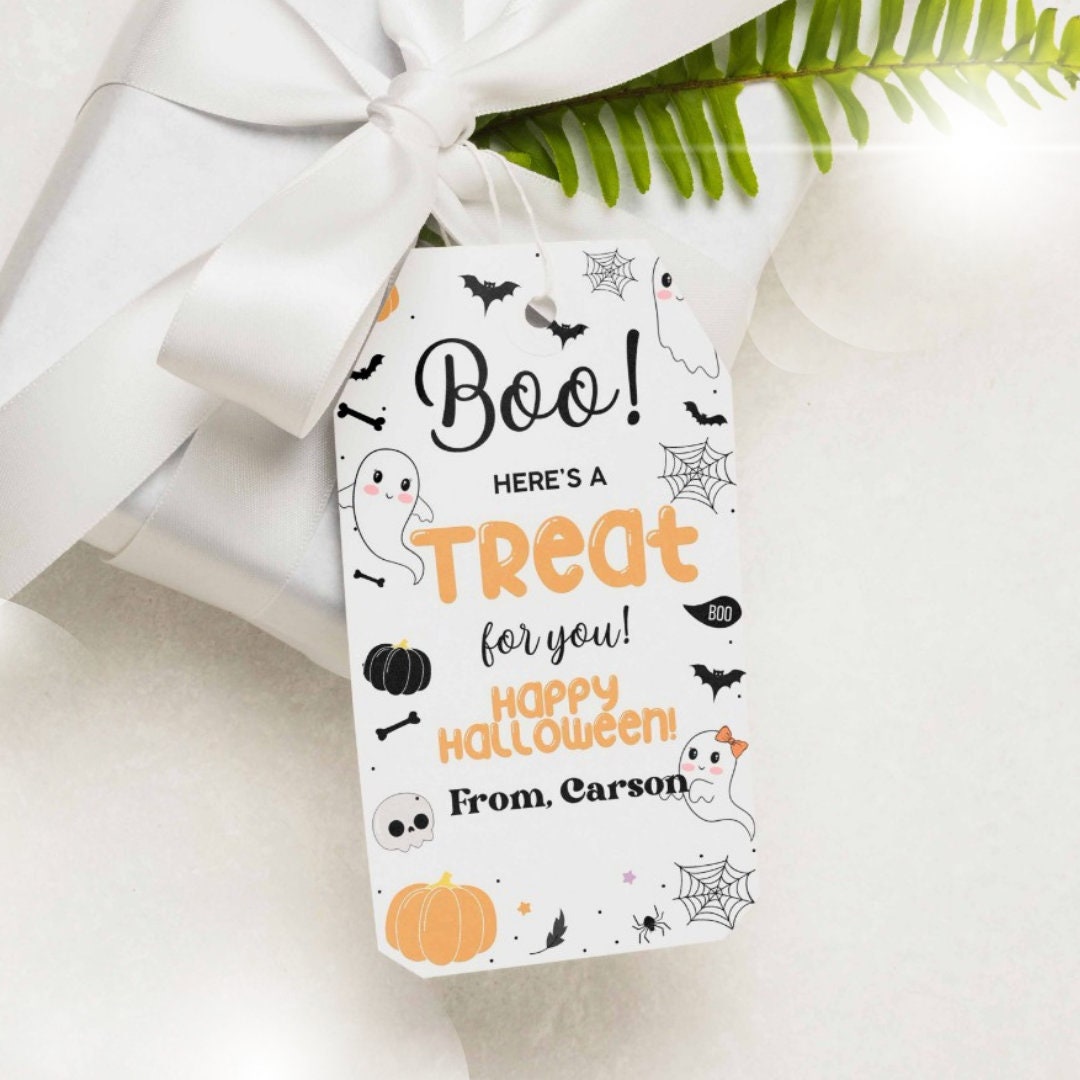 Editable and Printable Halloween Treat Tag, Cute Ghost Boo Halloween ...