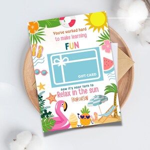 Editable Your Turn to Relax in the Sun Teacher Appreciation Gift Card ...