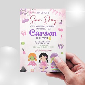 Editable and Printable Spa Party Invitation Template, Spa Party ...