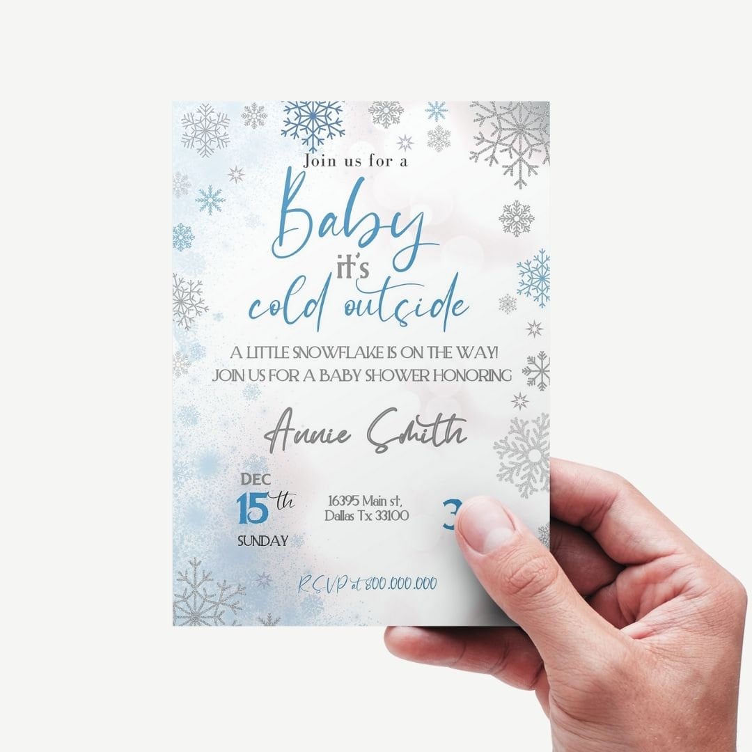 Editable Winter Baby Shower Invitation Template Baby It's - Etsy
