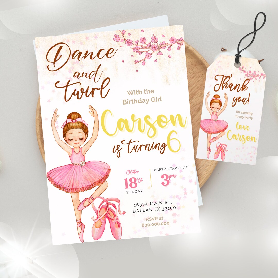 Editable Ballerina Birthday Invitation Template Printable, Ballet ...