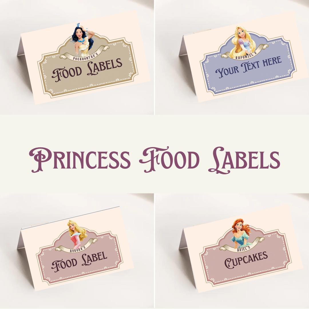 Editable Princess Food Labels, Party Decoration (digital) - Etsy