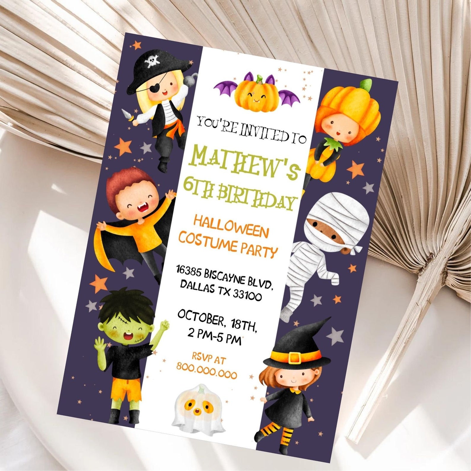 Editable and Printable Halloween Any Age Kid Birthday Party Invitation ...
