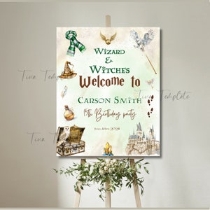 Editable Wizard Birthday Party Welcome Sign, Magical Wizard and Witches ...