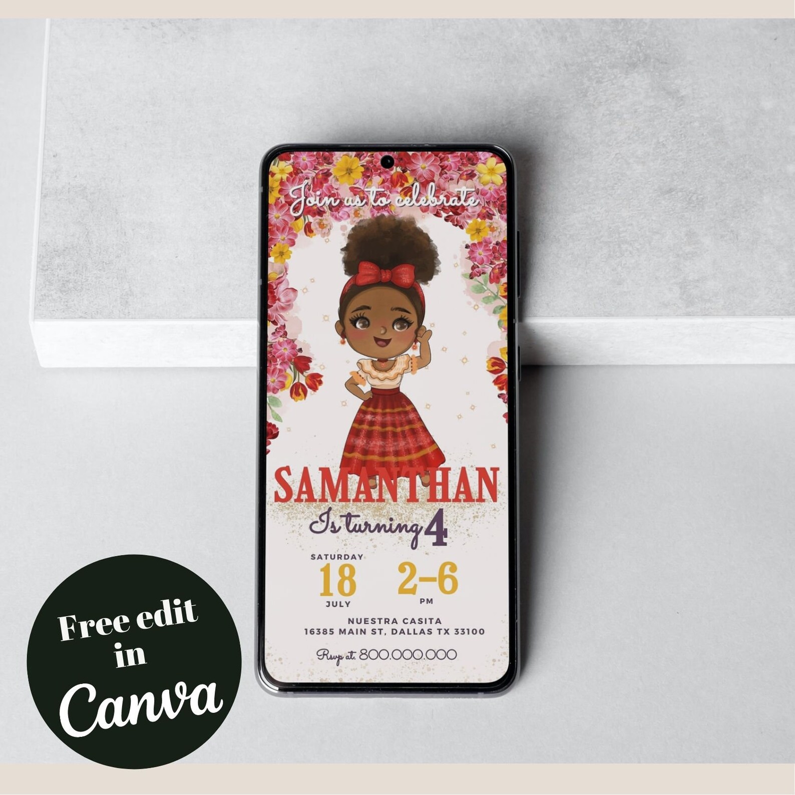 Mobile Drawing Dolores Encanto Birthday Invitation Encanto | Etsy