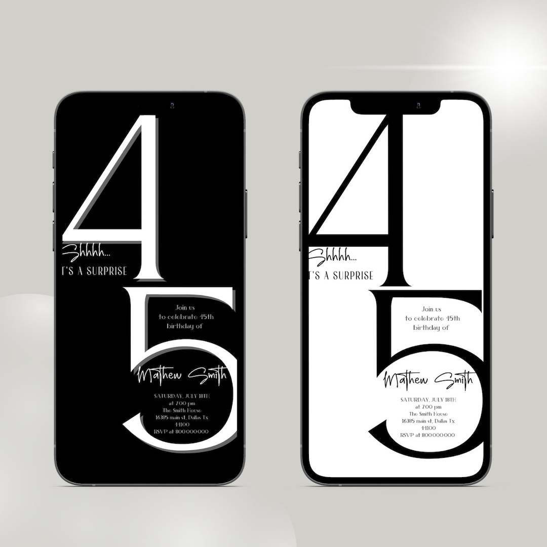 Editable and Electronic 45th Elegant Birthday Invitation Template ...