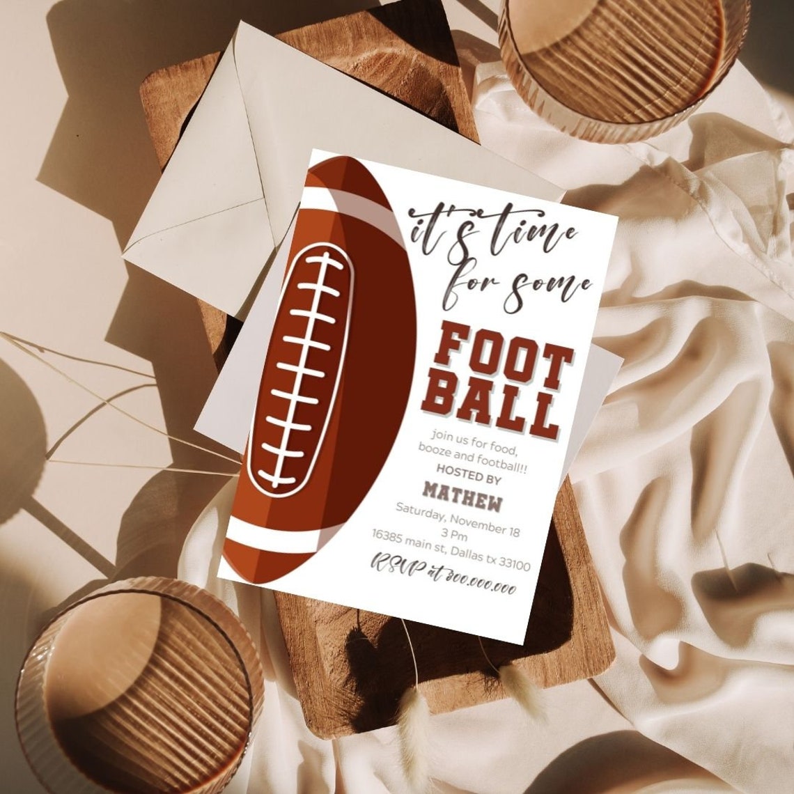 Editable Football Party Invitation Template It's Time for - Etsy