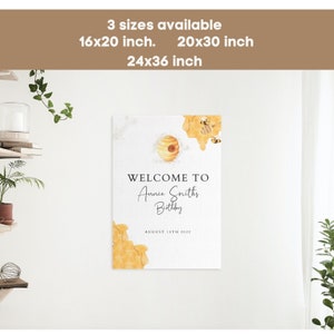 Editable Bee Honey Welcome Sign Birthday Party Template, Bee Theme Girl ...