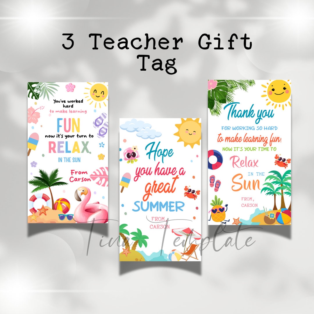 Editable Summer Teacher Appreciation Gift Tags, Printable Thank You ...