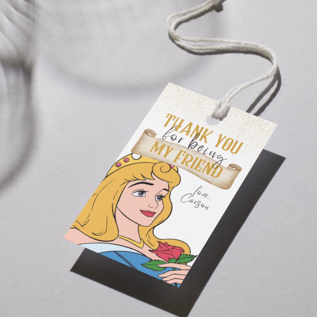 Aurora Birthday Thank You Tags Template, Sleepy Princess Girl Birthday ...