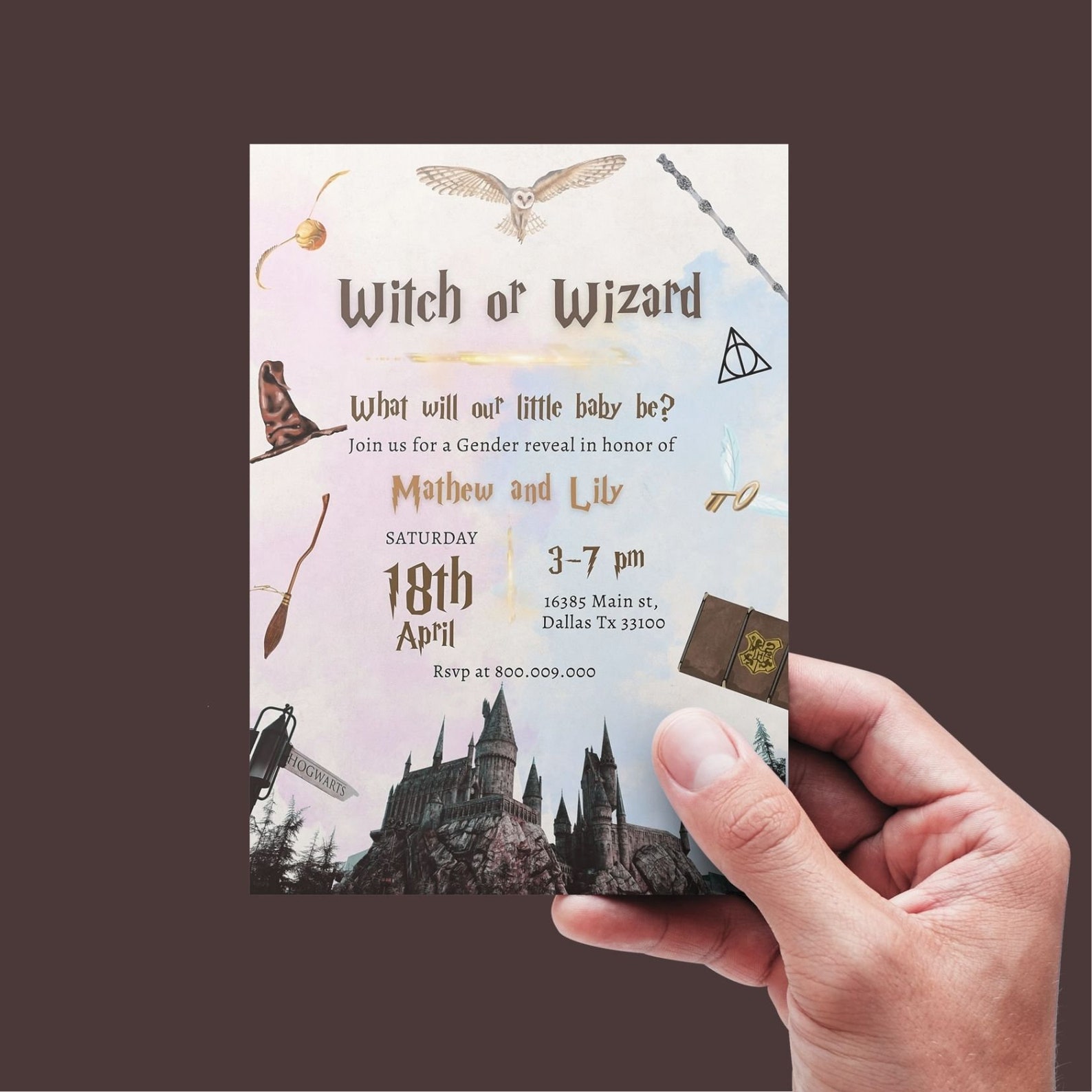 Editable Witch or Wizard Gender Reveal Invitation Template, Magical Boy ...