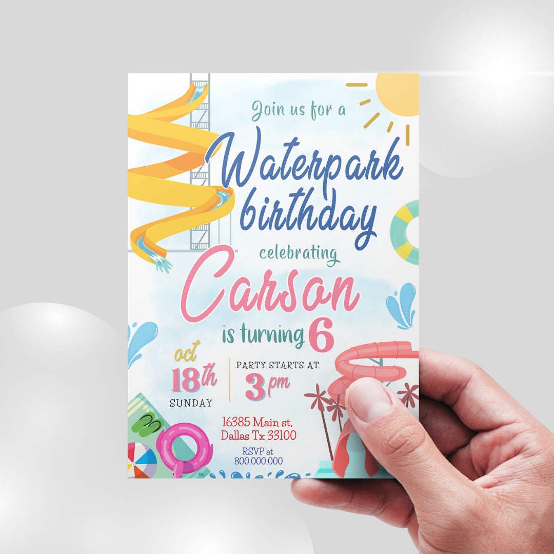 Editable and Printable Waterpark Party Invitation Template - Etsy Ireland