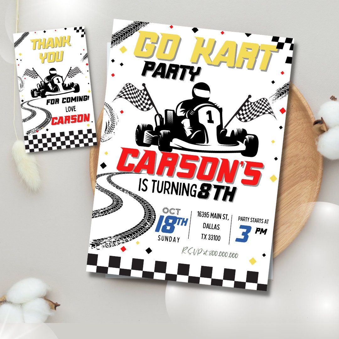 Editable and Printable Go-kart Party Invitation Template, Go Karting ...