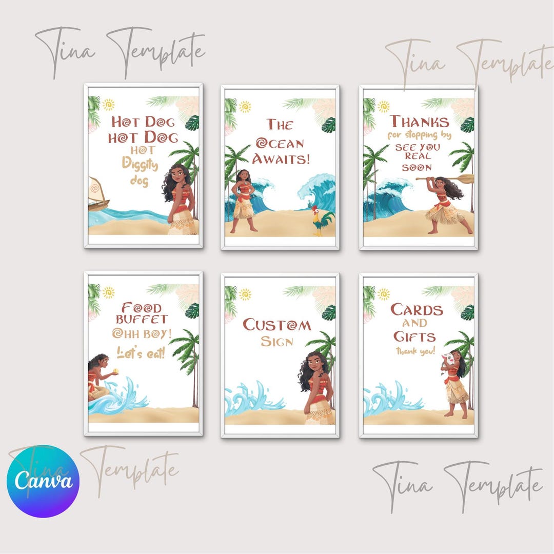Printable and Editable Moana 2 Sign Template, Moana 2 8x10 Bundle Party ...