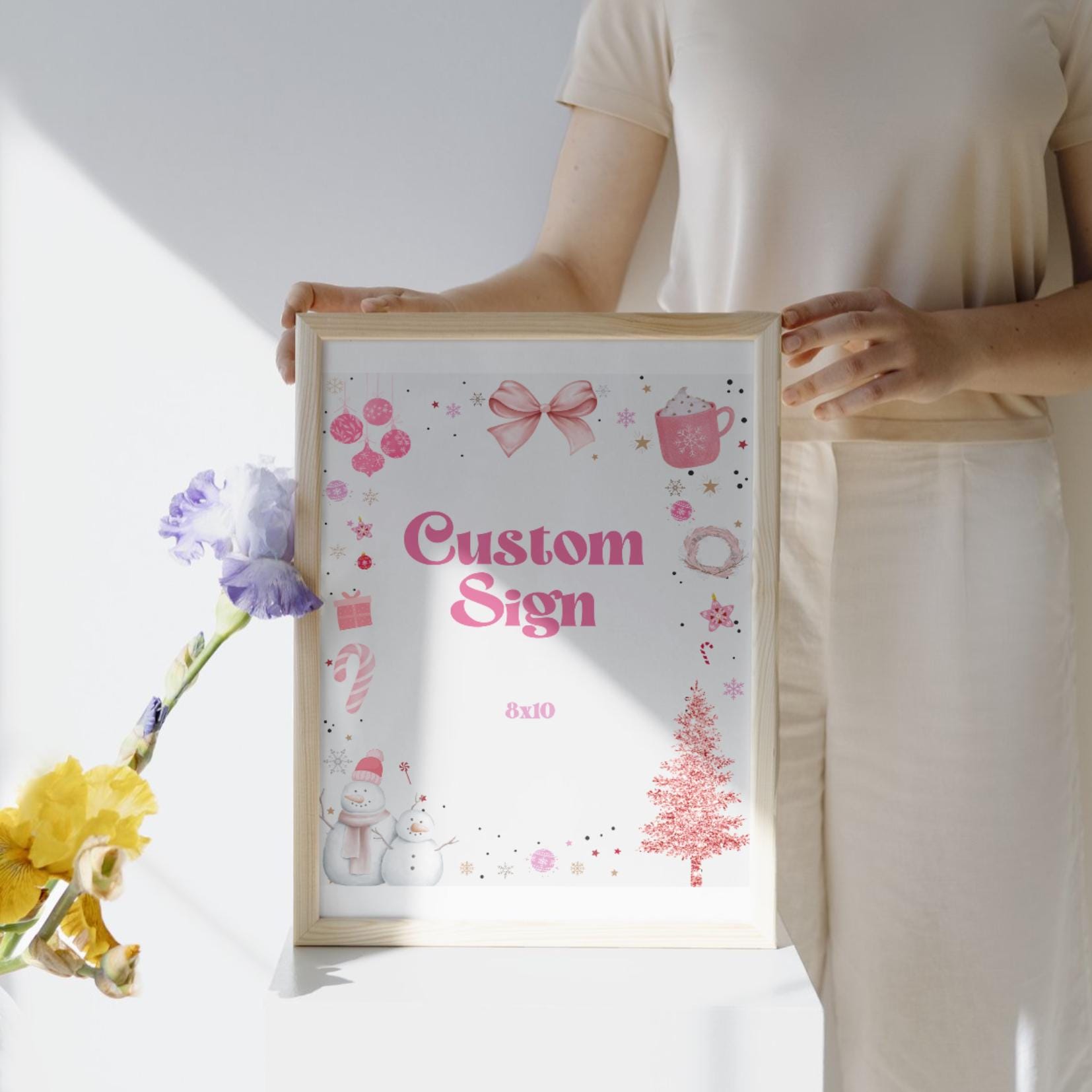 Editable and Printable Santa Baby Christmas Custom Sign Template, Pink ...