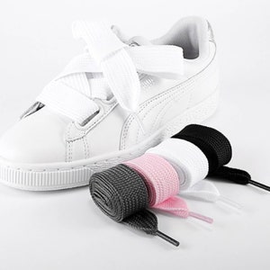White Wide Sneaker Shoelaces, 2.5 Cm Thick Flat Shoe Accessory, Sport ...