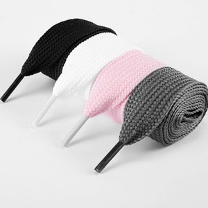 White Wide Sneaker Shoelaces, 2.5 Cm Thick Flat Shoe Accessory, Sport ...