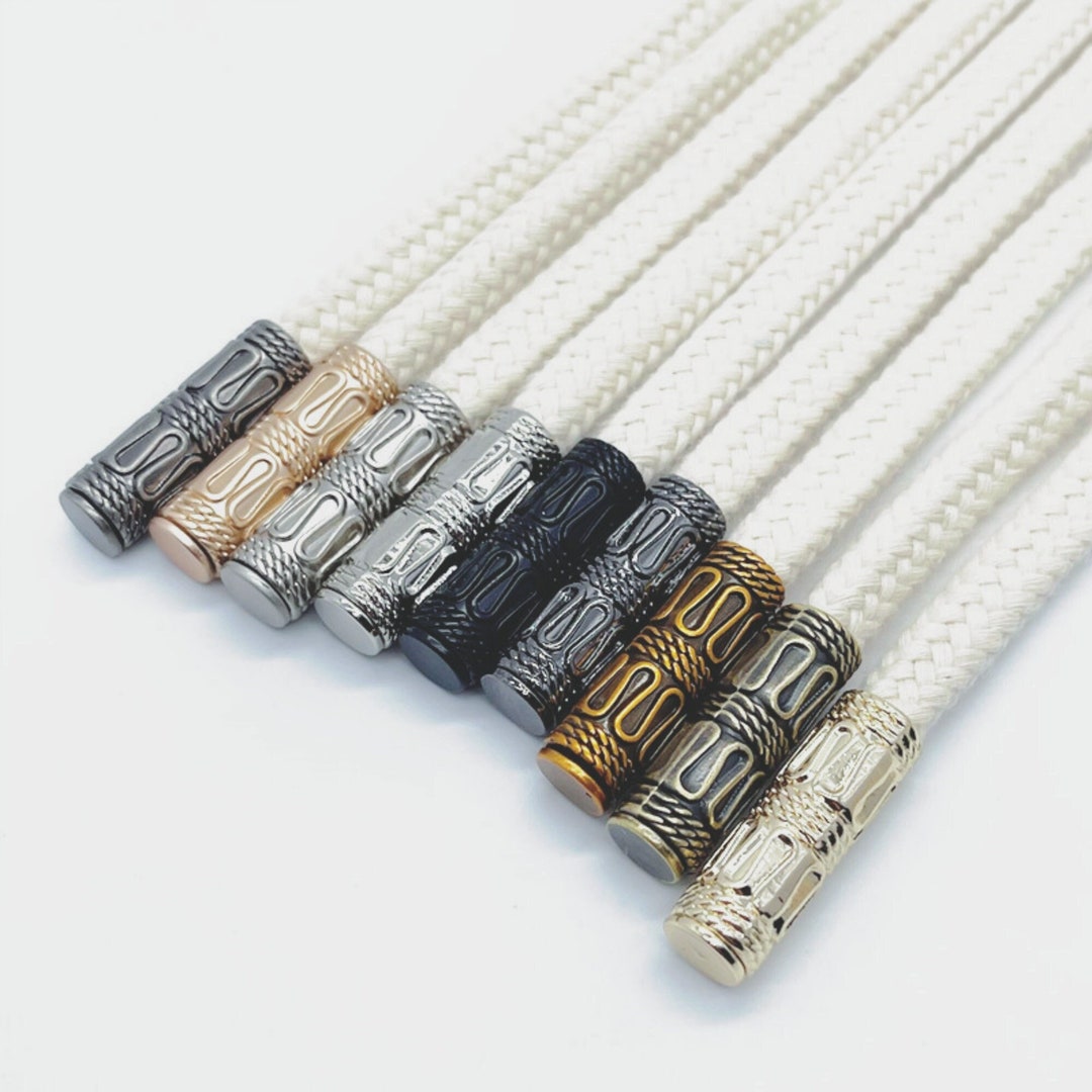 Cotton Round Hoodie Drawstrings, Black Beige Strings With Metal Flat ...