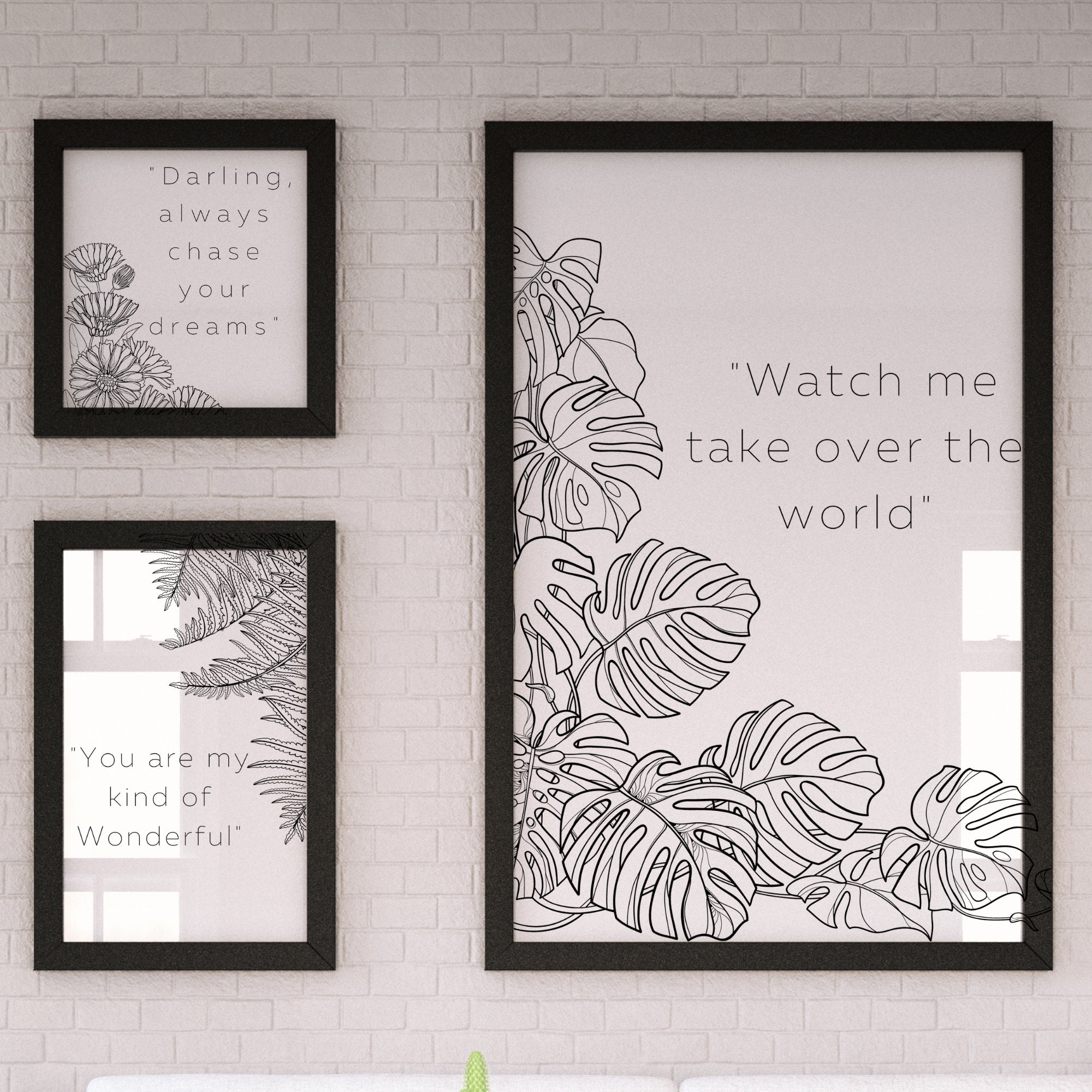 9 Plant Printable Prints, Monstera, Fern, Wild Flowers, Quotes, Cute ...