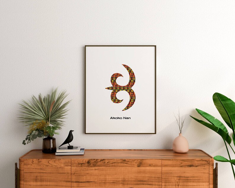Akoko Nan Adinkra Symbol Kente Digital Print Downloadable Wall Art ...