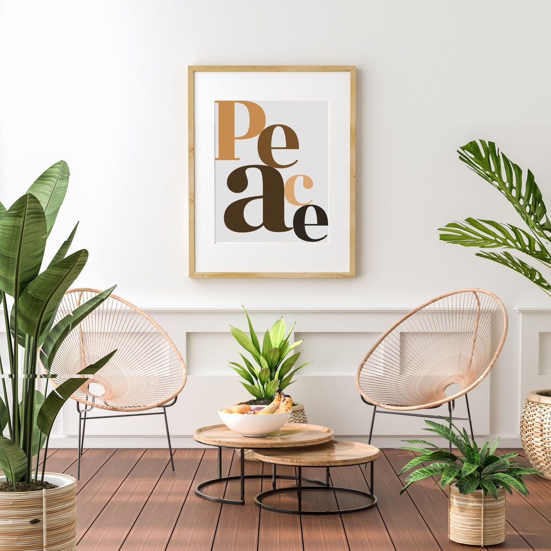 Peace white Background Statement Art Digital Print Downloadable Wall ...