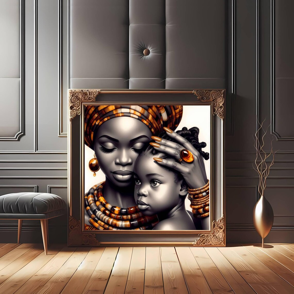 Tiger Eye Mum & Daughter, Abstract Art, West Africa, Digital Print ...