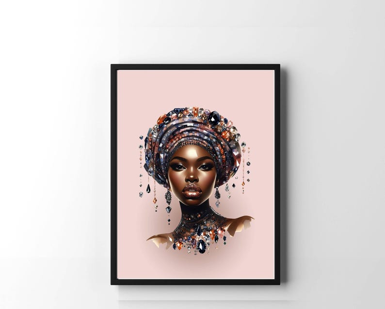 Bejeweled Woman, Traditional Head Dress, West African Dias ...