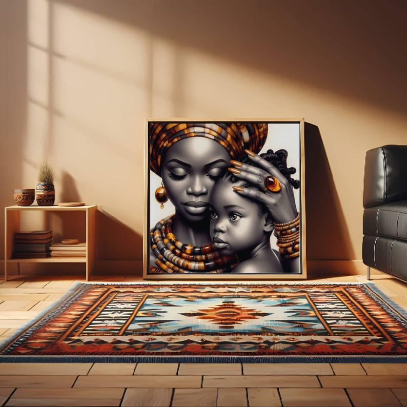 Tiger Eye Mum & Daughter, Abstract Art, West Africa, Digital Print ...