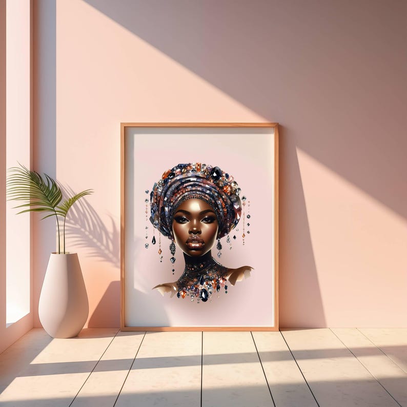 Bejeweled Woman, Traditional Head Dress, West African Dias ...