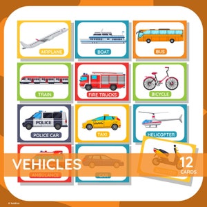 VEHICLES Flashcards Montessori Materials, Toddler Flash Cards ...