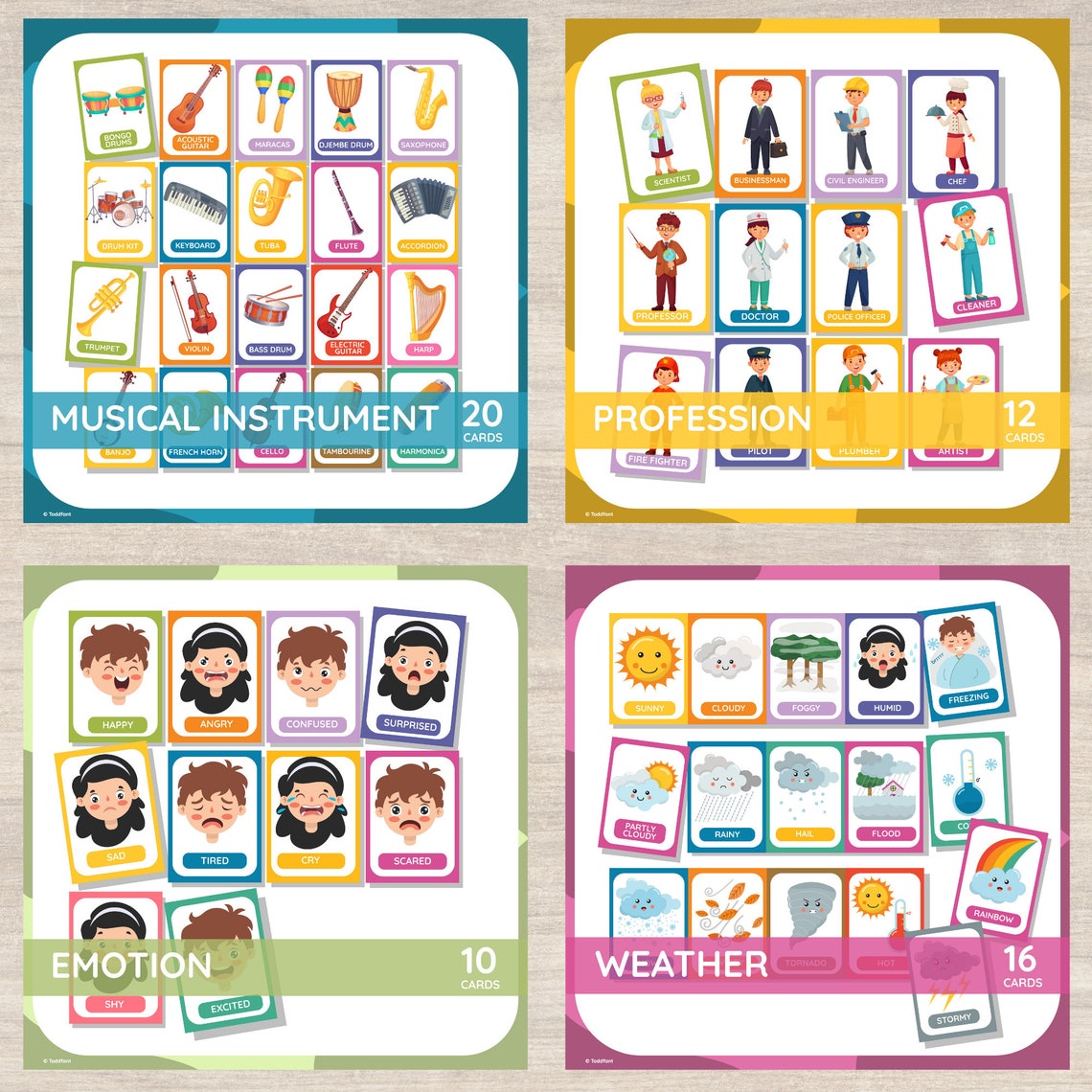 Ultimate Combo Flashcards Montessori Materials Toddler - Etsy