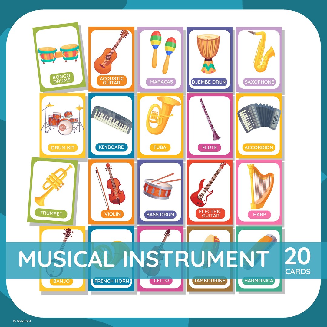 MUSICAL INSTRUMENT Flash Cards / Printable Flashcards / Toddler Baby ...