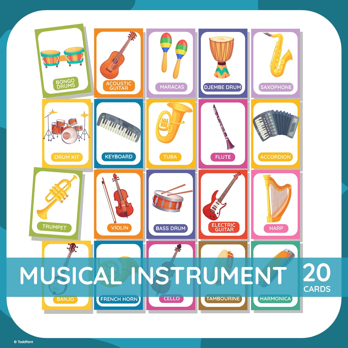 MUSICAL INSTRUMENT Flash Cards / Printable Flashcards / Toddler Baby ...