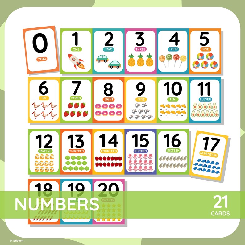 123 NUMBERS Flashcards Montessori Materials, Toddler Flash Cards ...