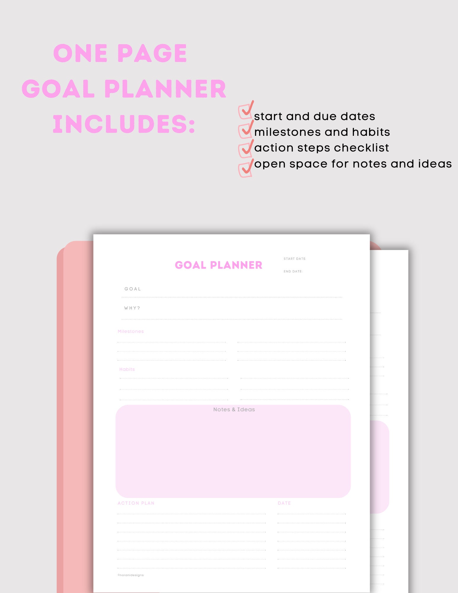 Goal Planner Printable - 1 Page Digital Smart Goal Planning Template ...