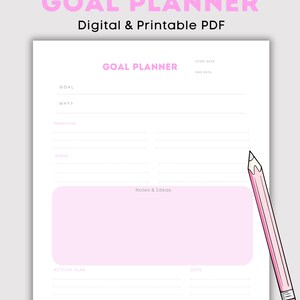 Goal Planner Printable 1 Page Digital Smart Goal Planning Template ...