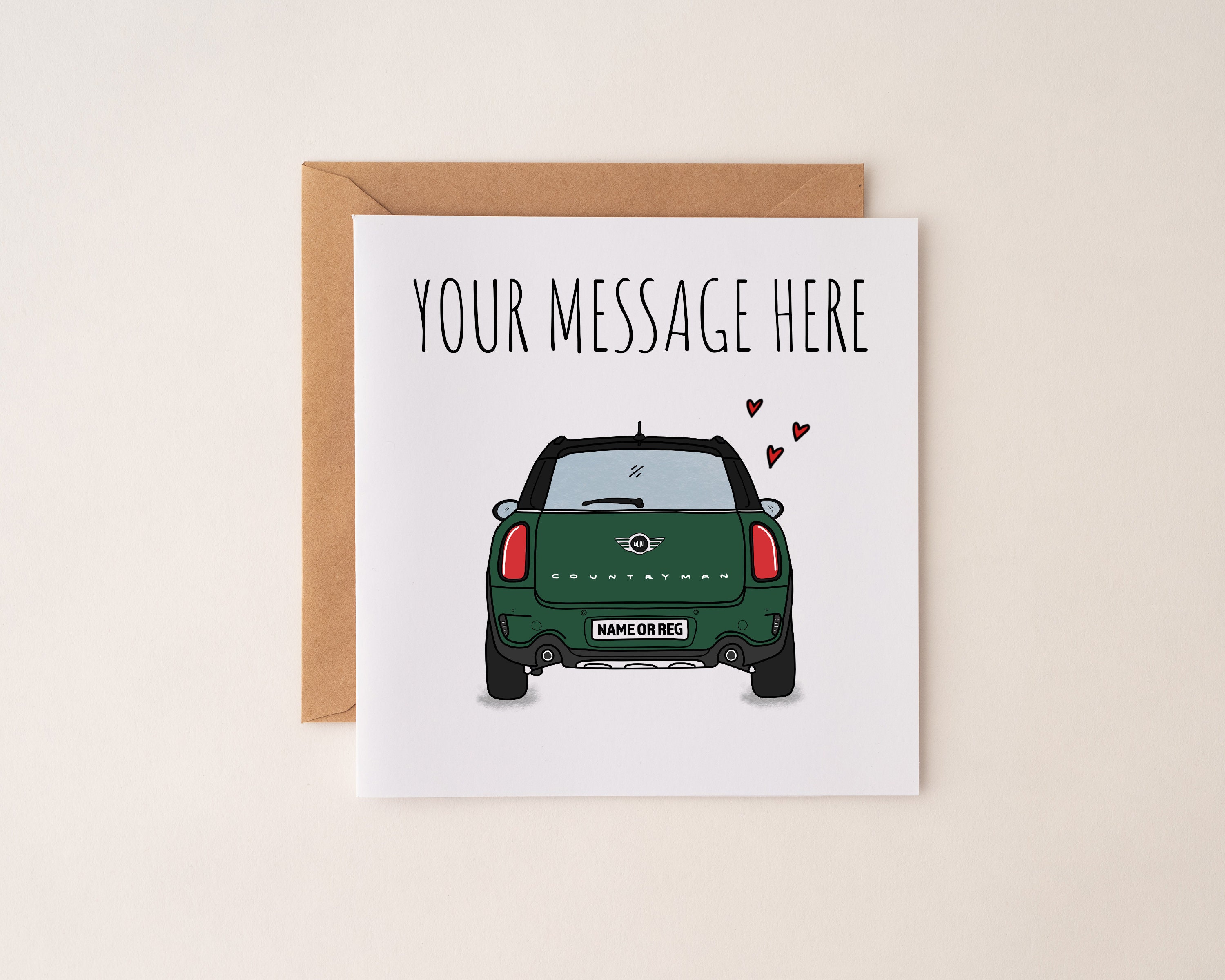 Personalised Mini Cooper Countryman Card Personalised Car Card New Car ...