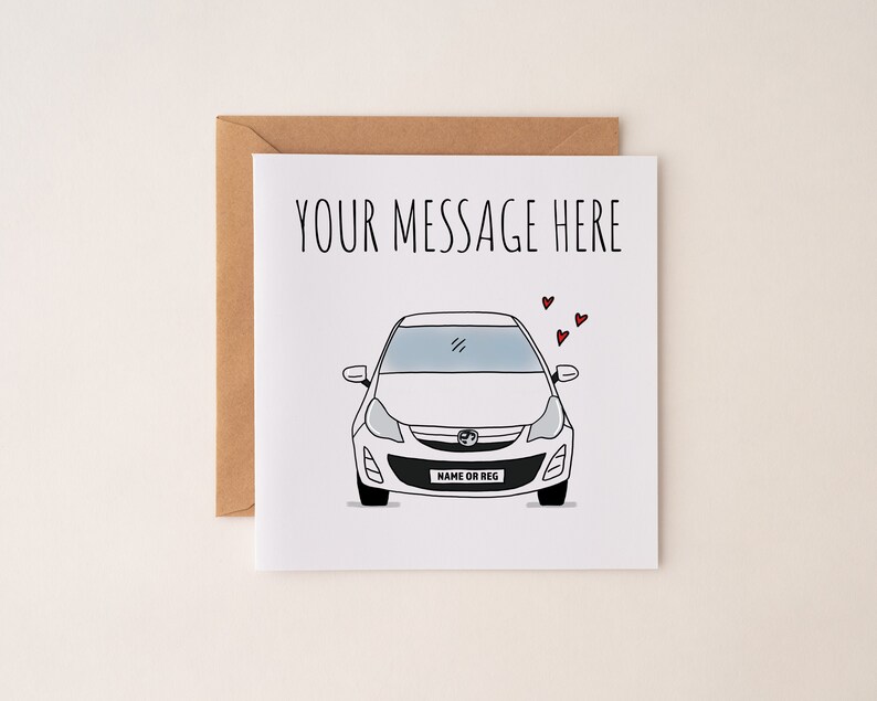 Vauxhall Corsa Custom Card Personalised Car Card New Car Card You ...