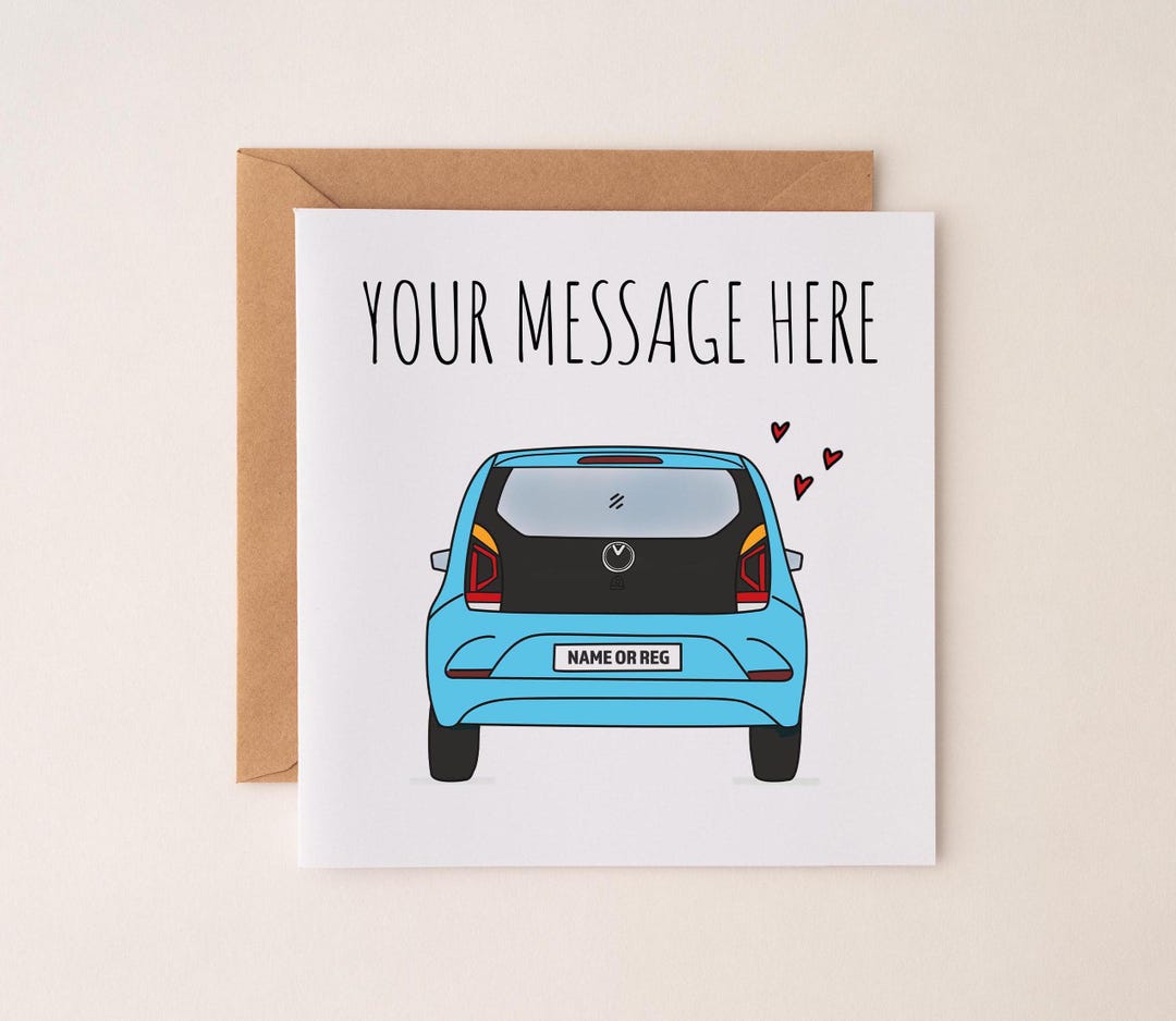 VW up Custom Card | Personalised Car Card | New Car Card | You Passed ...