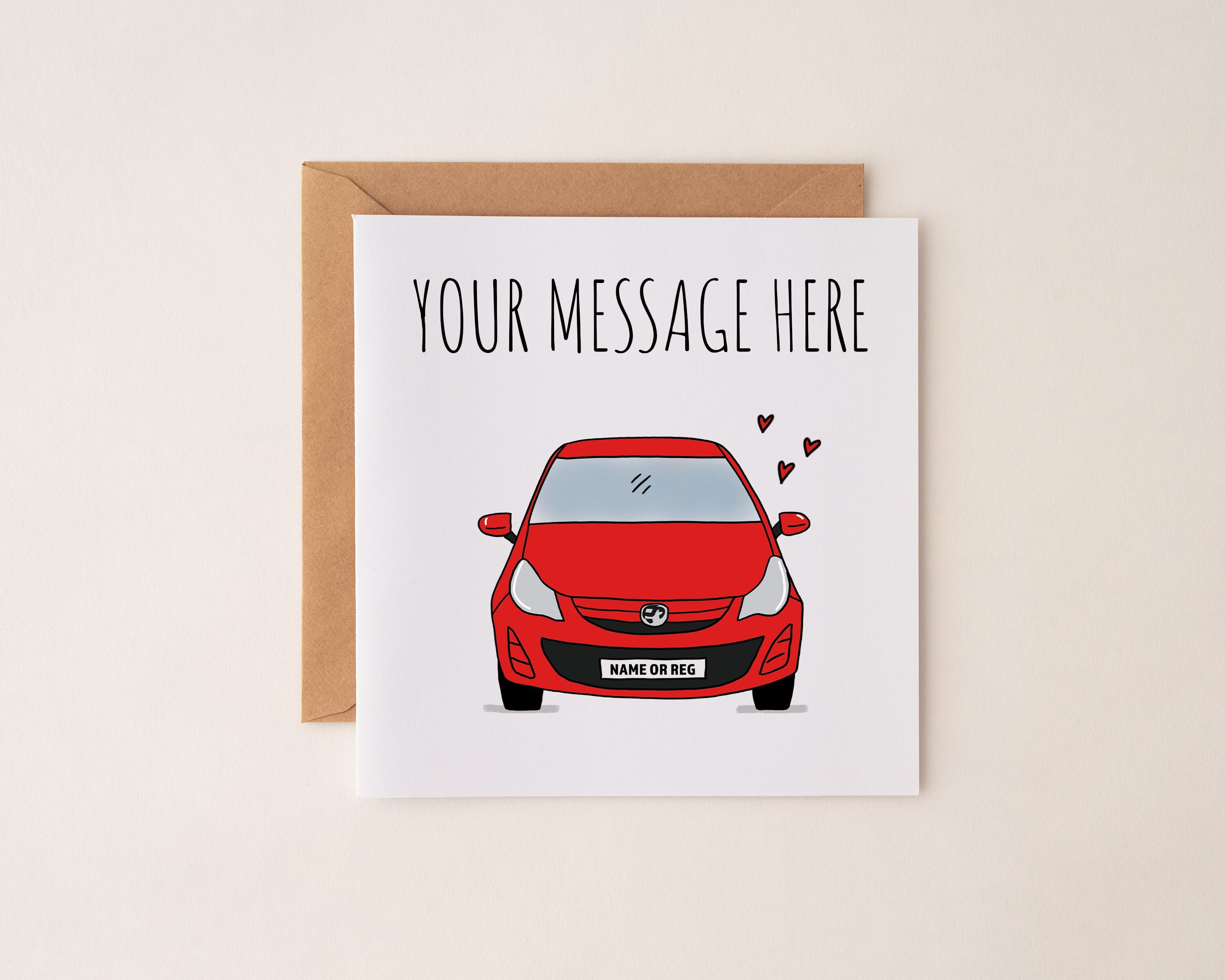 Vauxhall Corsa Custom Card Personalised Car Card New Car Card You ...