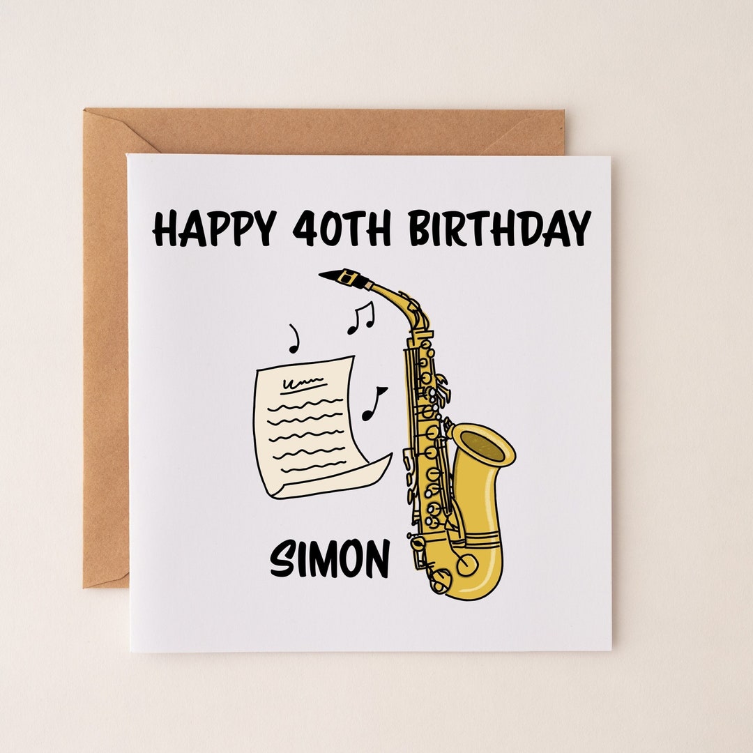 Personalised Saxophone Birthday Card Greeting Card for Saxophone Player ...