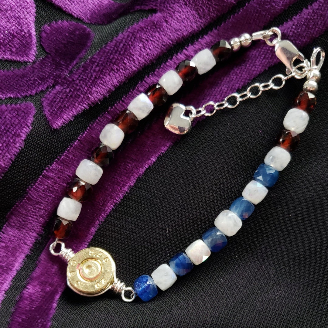 2nd Amendment USA Bracelet Garnet, Kyanite, Moonstone With 5.56 NATO or ...