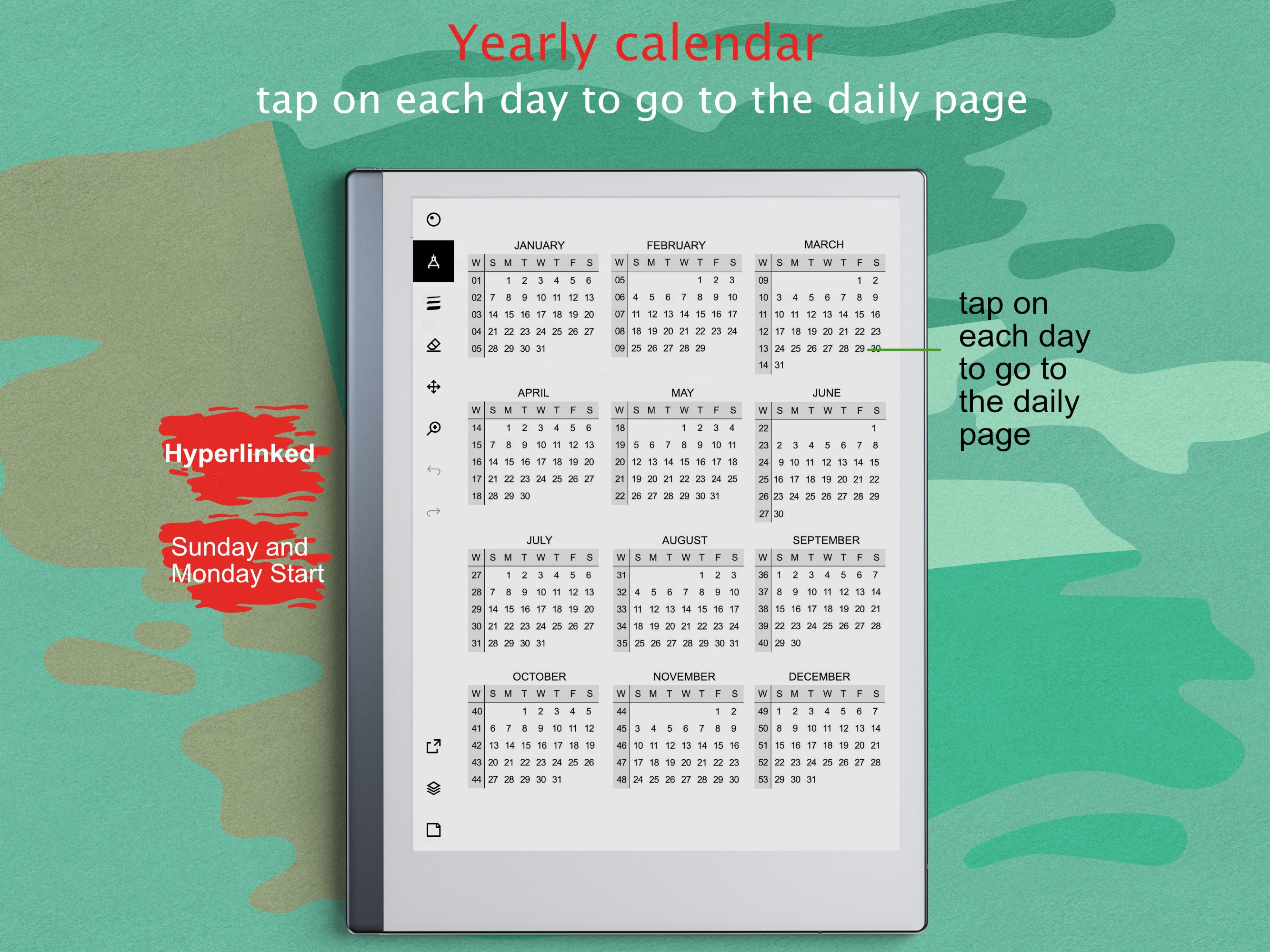 2024-2025 Daily Journal Templates for Remarkable 2, Hyperlinked Journal ...