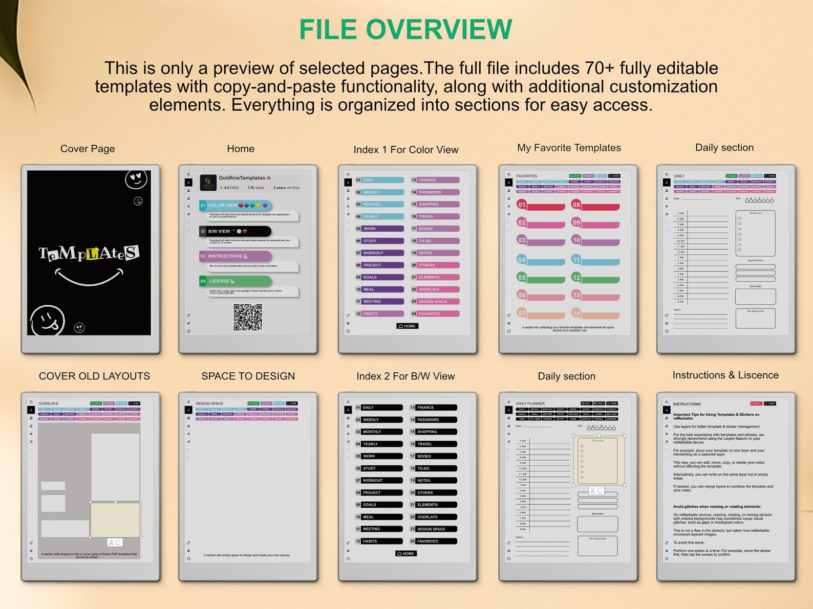 70+ Editable Planner Templates for Remarkable 2 and Paper Pro | Copy ...