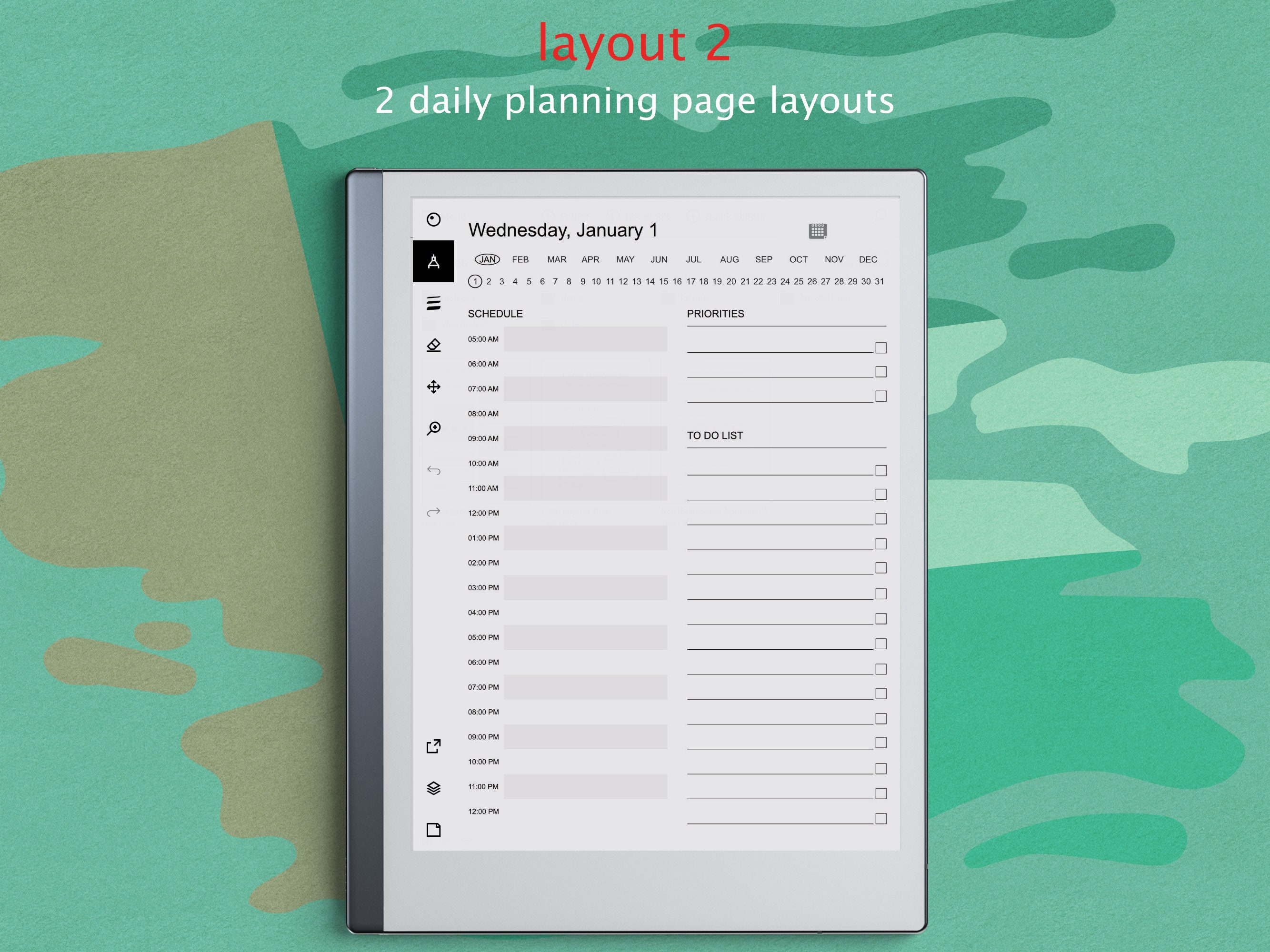 2024-2025 Daily Planner Templates for Remarkable 2, Hyperlinked Planner ...