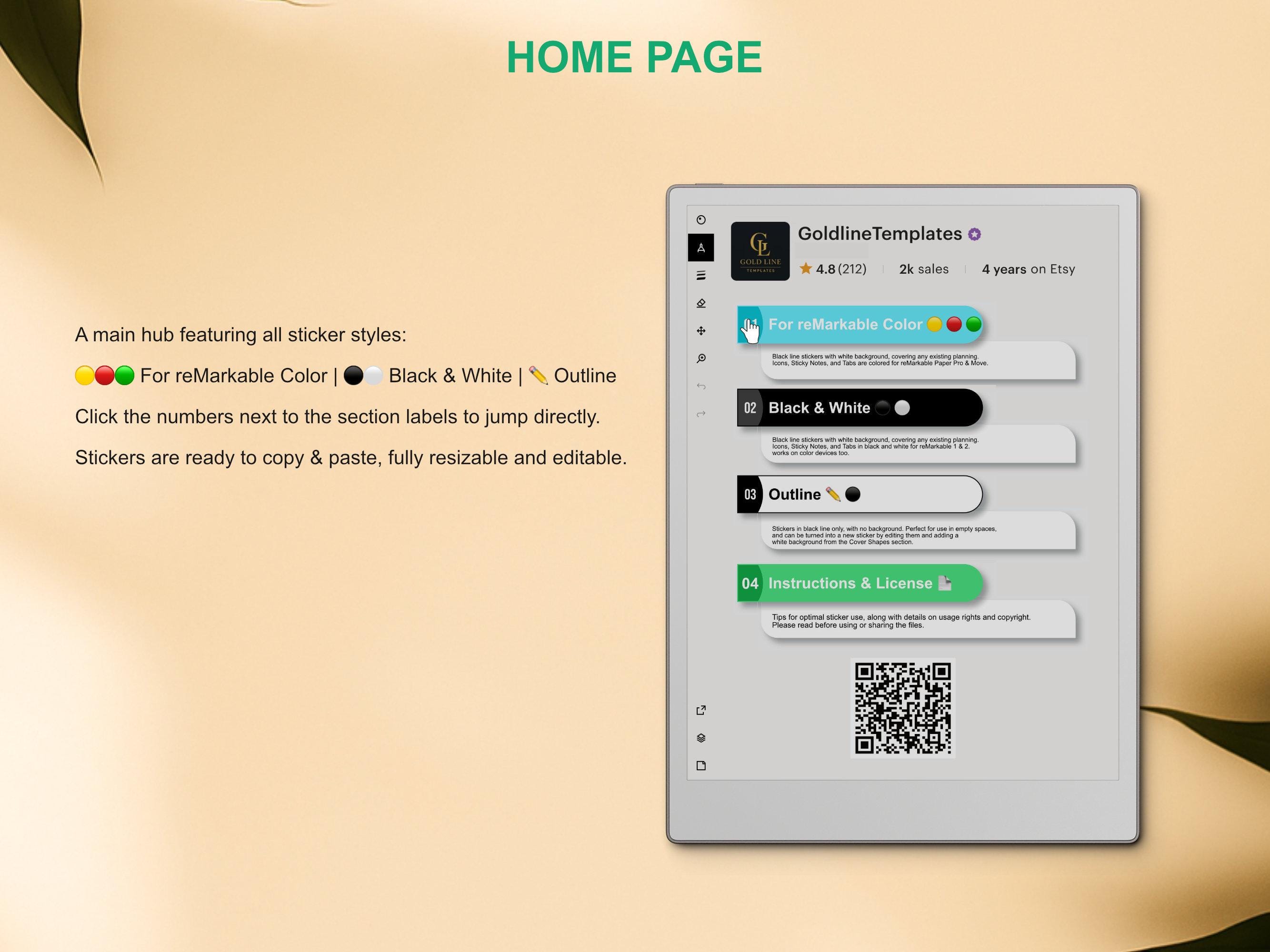 Editable Productivity Stickers for Remarkable Paper Pro, 2 and Move ...