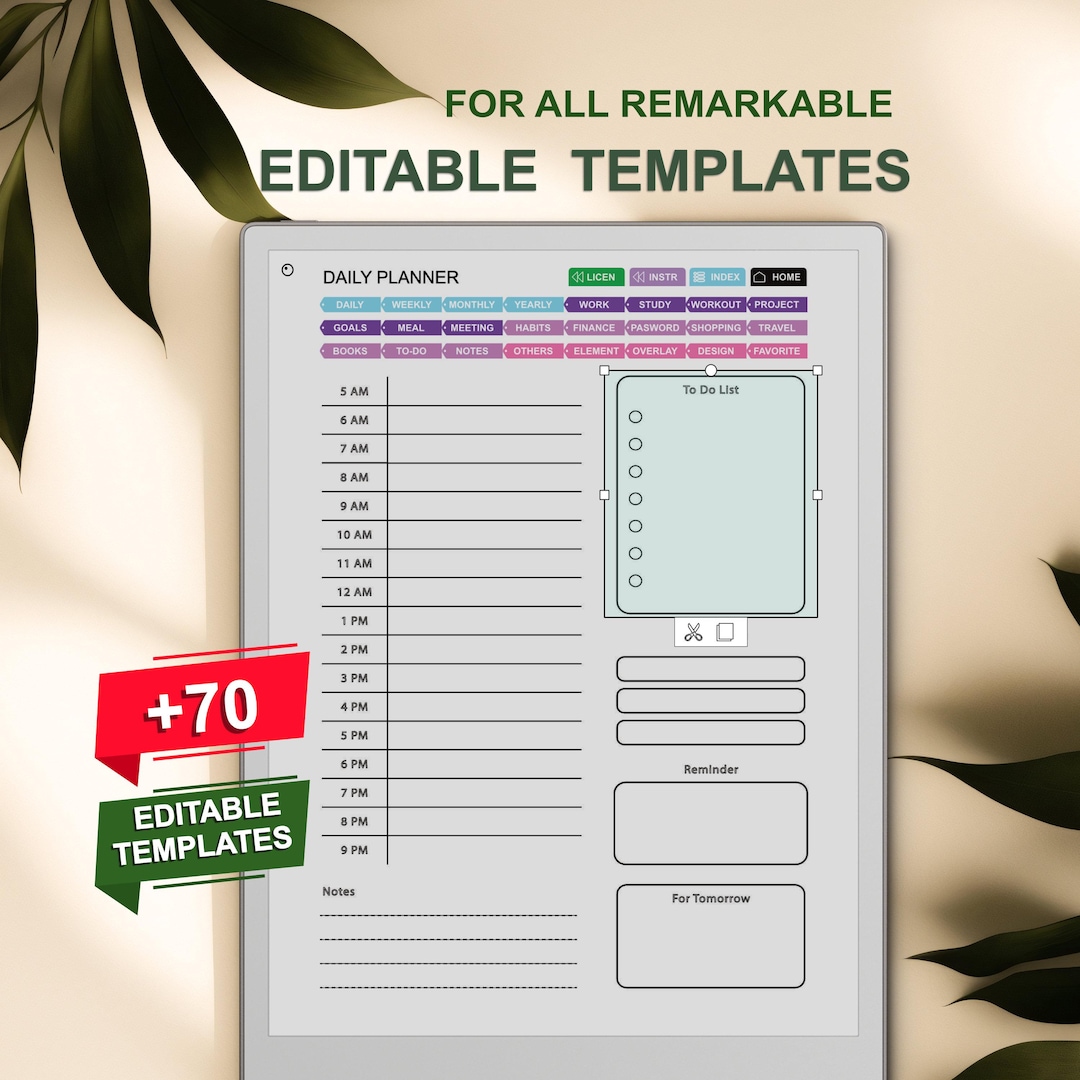 70+ Editable Planner Templates for Remarkable 2 and Paper Pro | Copy ...