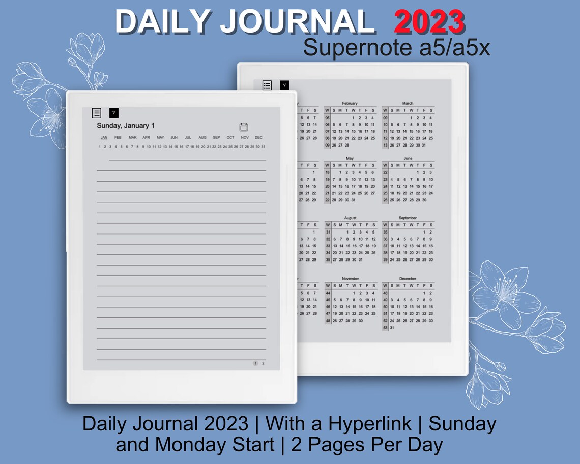Supernote A5 A5x Templates 2023 Daily Journal Etsy Hong Kong