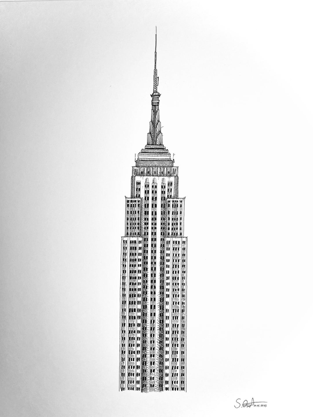Empire State Building Pencil Drawing