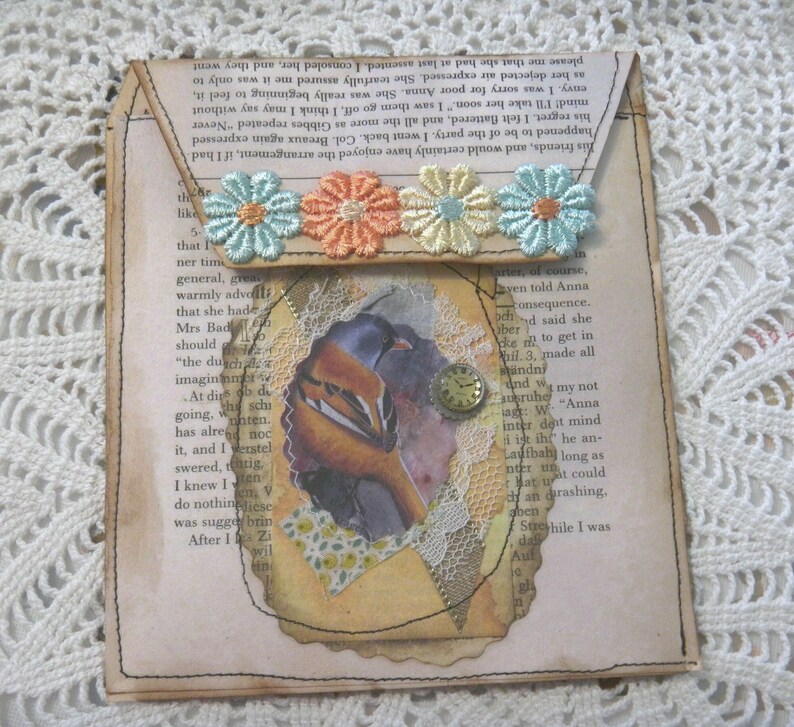 Large Handmade Vintage Book Page Envelope Pocket for Junk Journal - Etsy